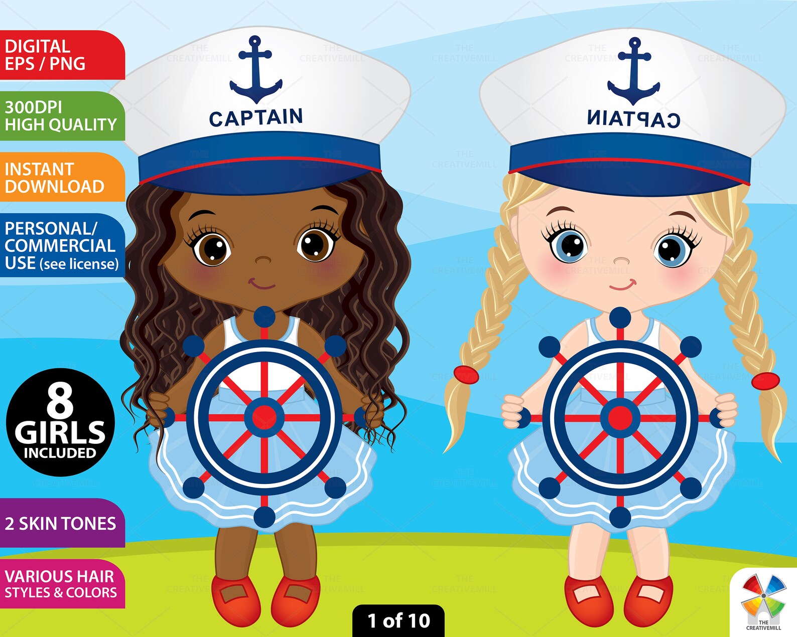 Nautical Clipart - Vector Nautical Girls Clipart, Nautical Girl Clipart ...