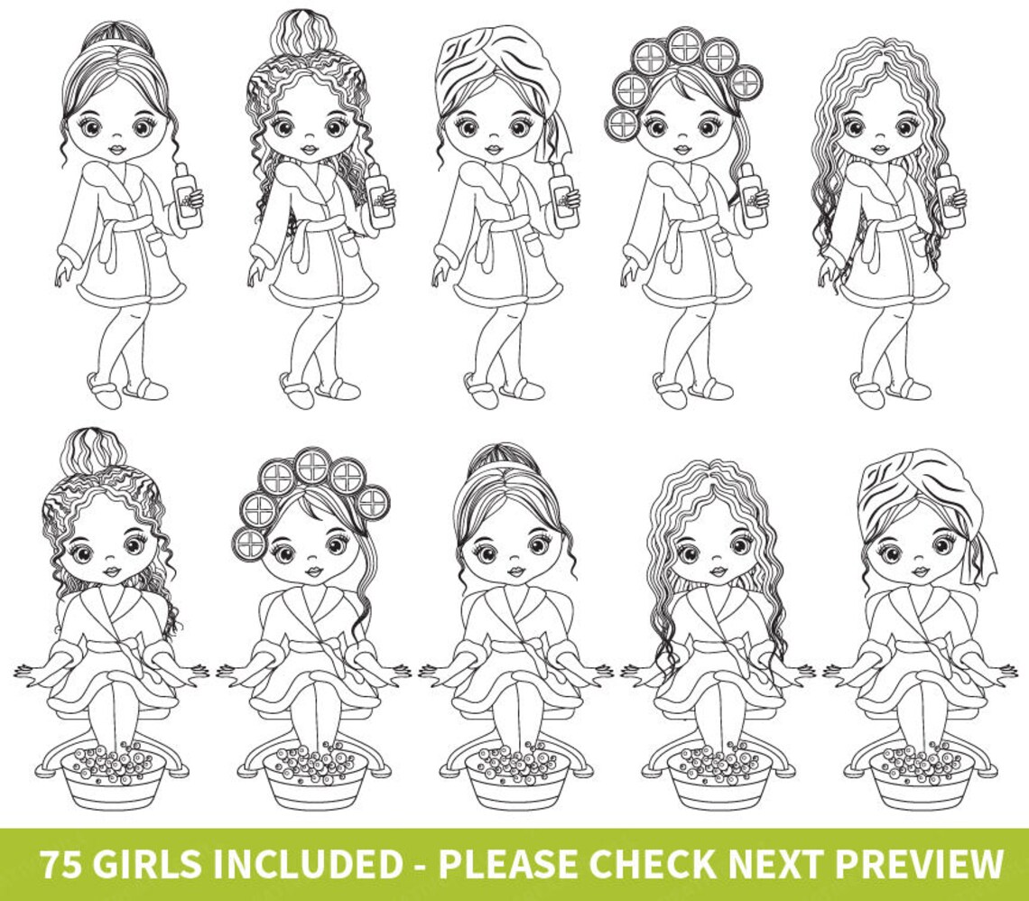 75 Spa Girls Clipart Vector Spa Girl Spa Party Clipart Spa | Etsy