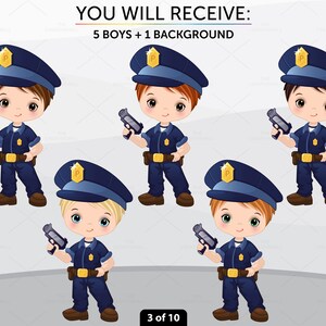 Police Officer Clipart, Vector Police Boy, Character, Policeman, Child ...