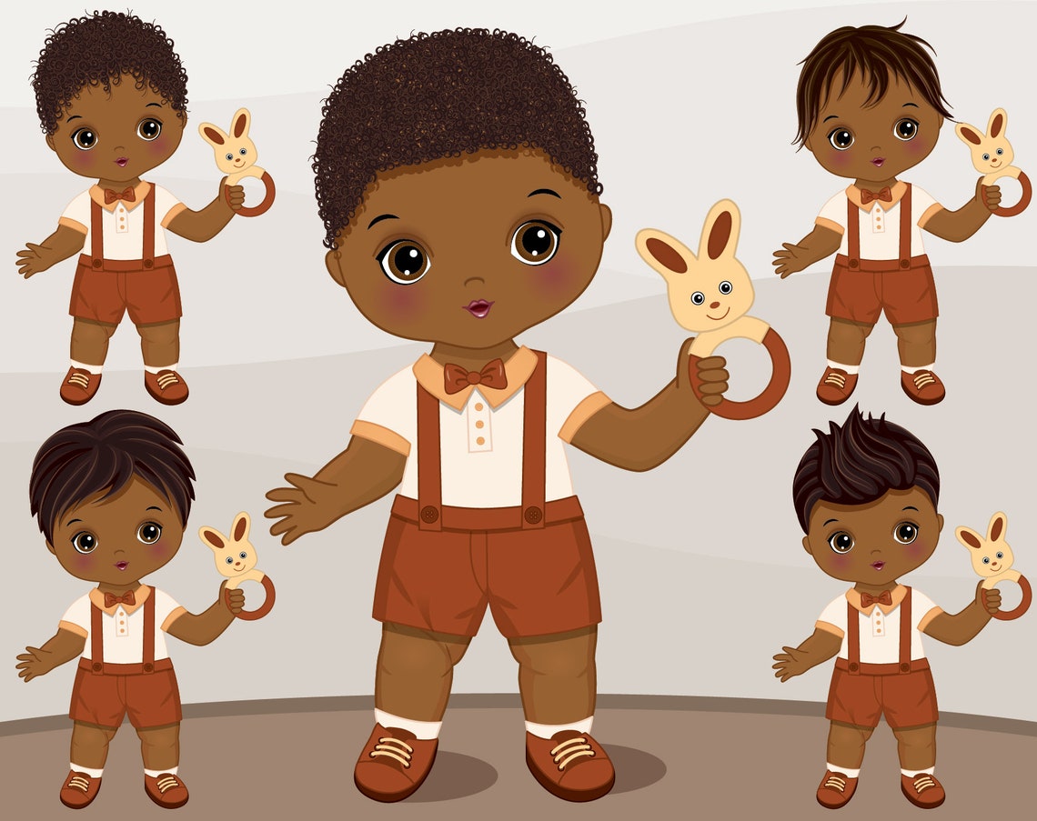 Baby Boho Clipart Vector Bohemian Clipart Black Baby Boy | Etsy