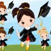 Graduation Girls Clipart Digital Vector Student Clipart | Etsy