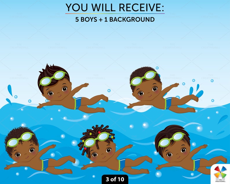 Swimming Boy Clipart Vector Swimmer Cute Little Boy Sport - Etsy