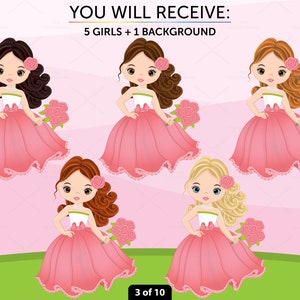 Spring Girl Clipart - Vector Flower Girl Clipart, Girls Clipart, Summer ...