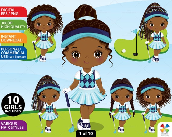 Golf Girl Clipart Vector Golf Cute Girl Sport Sticker Kid - Etsy