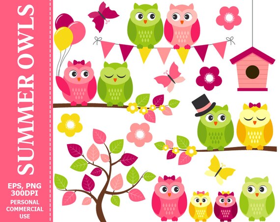 Visual Arts vector printable owls clip art illustration butterflies ...