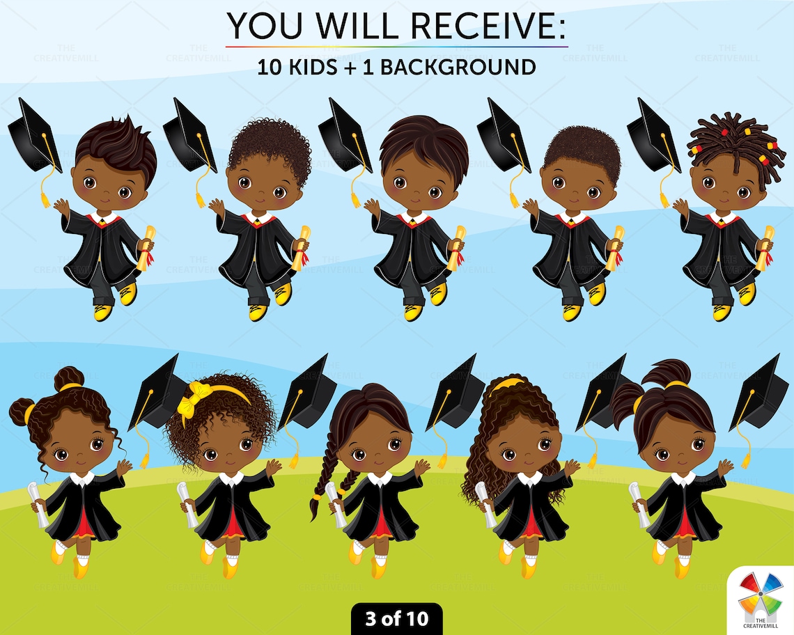 Graduation Kids Clipart Vector Preschool Student Diploma - Etsy