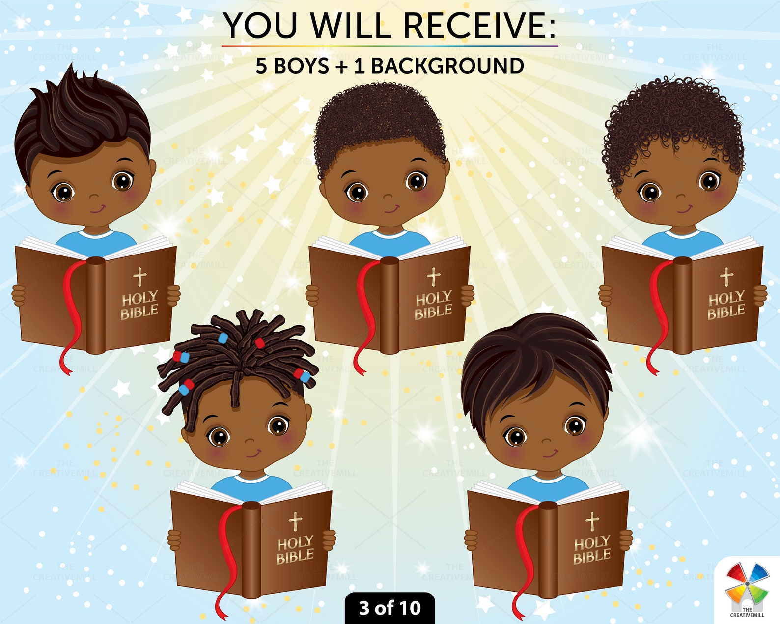 Bible Study Clipart Vector Reading Kid African American Boy - Etsy