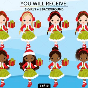 Christmas Girls Clipart - Vector Christmas Clipart, Girl Clipart, Xmas ...