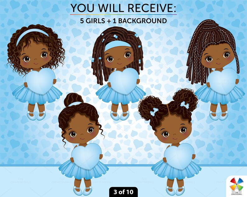 Valentines Day Girl Clipart Vector Valentine Day African - Etsy