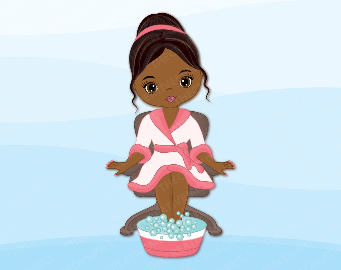 African American Spa Girls Clipart Vector Spa Girl Spa | Etsy