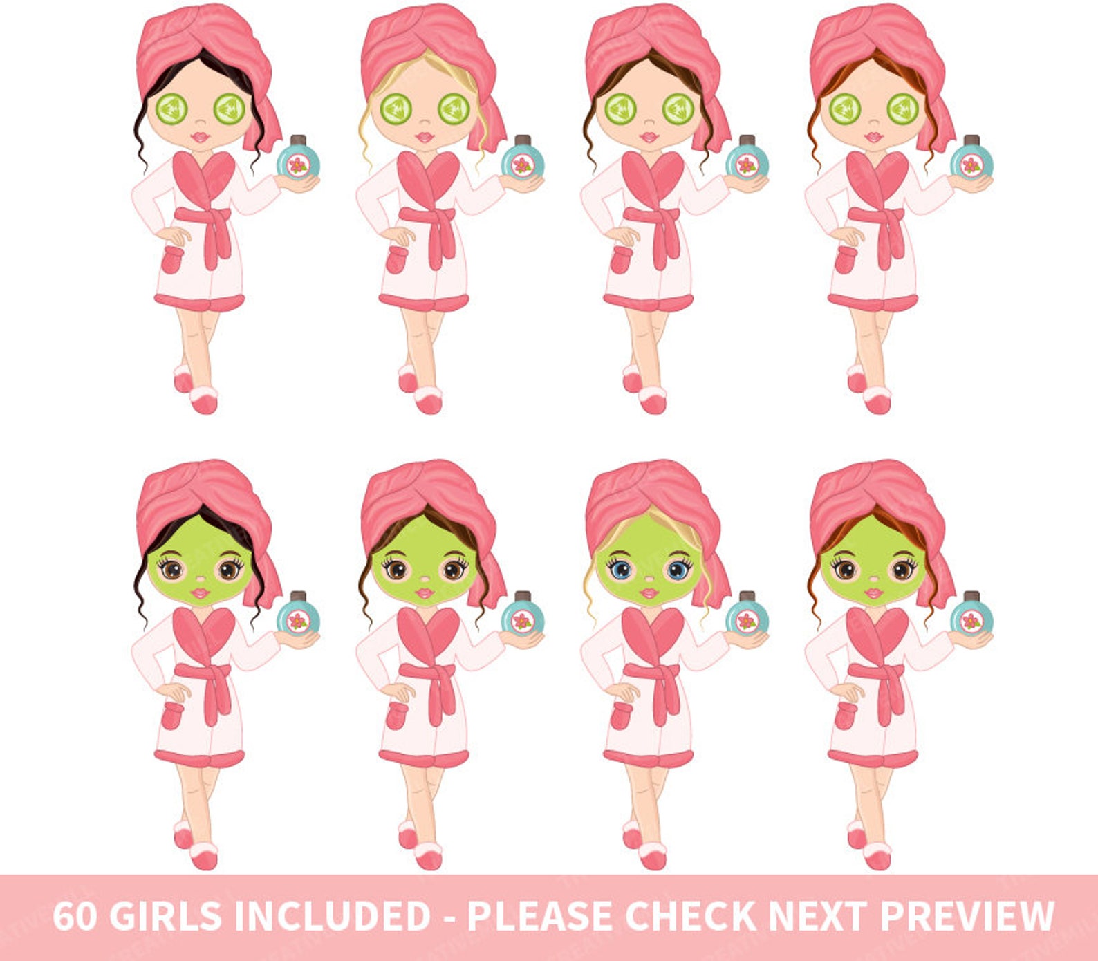 60 Spa Girls Clipart-vector Spa Girl Spa Party Clipart Spa | Etsy