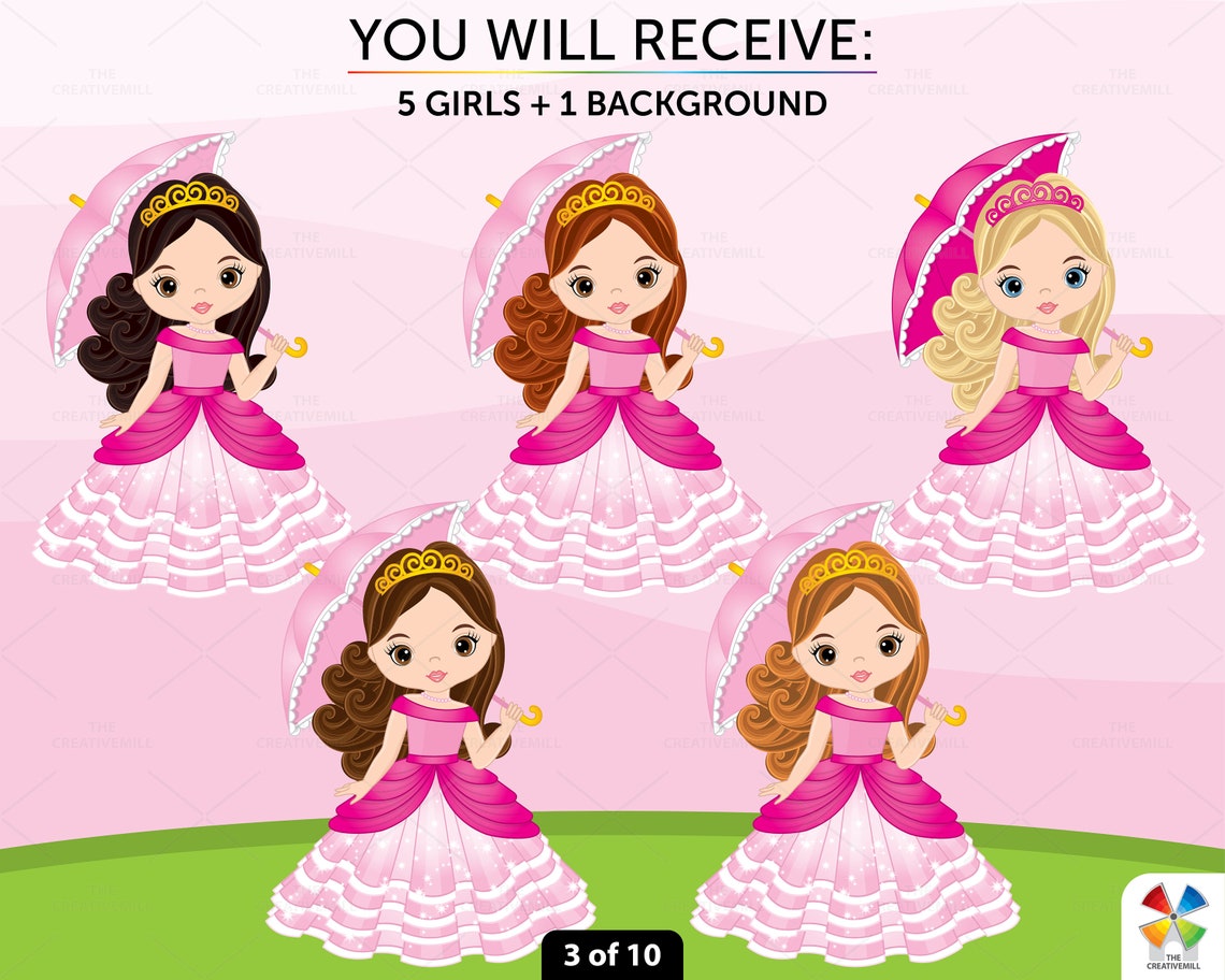 Princess Clipart Vector Princess Clipart Fairy Tale - Etsy