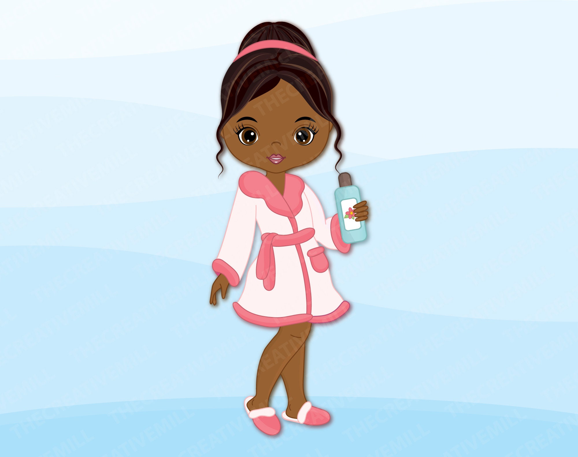 African American Spa Girls Clipart Vector Spa Girl Spa | Etsy