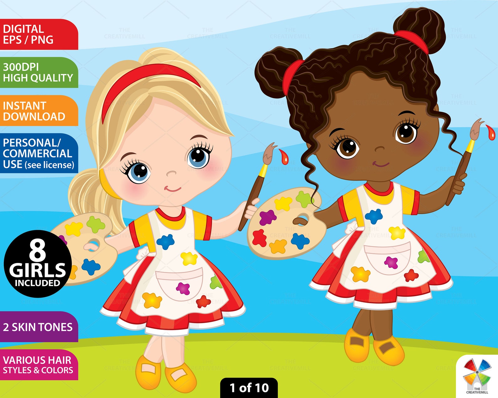 Artist Clipart Vector Artist Clipart Girl Clipart Artist - Etsy