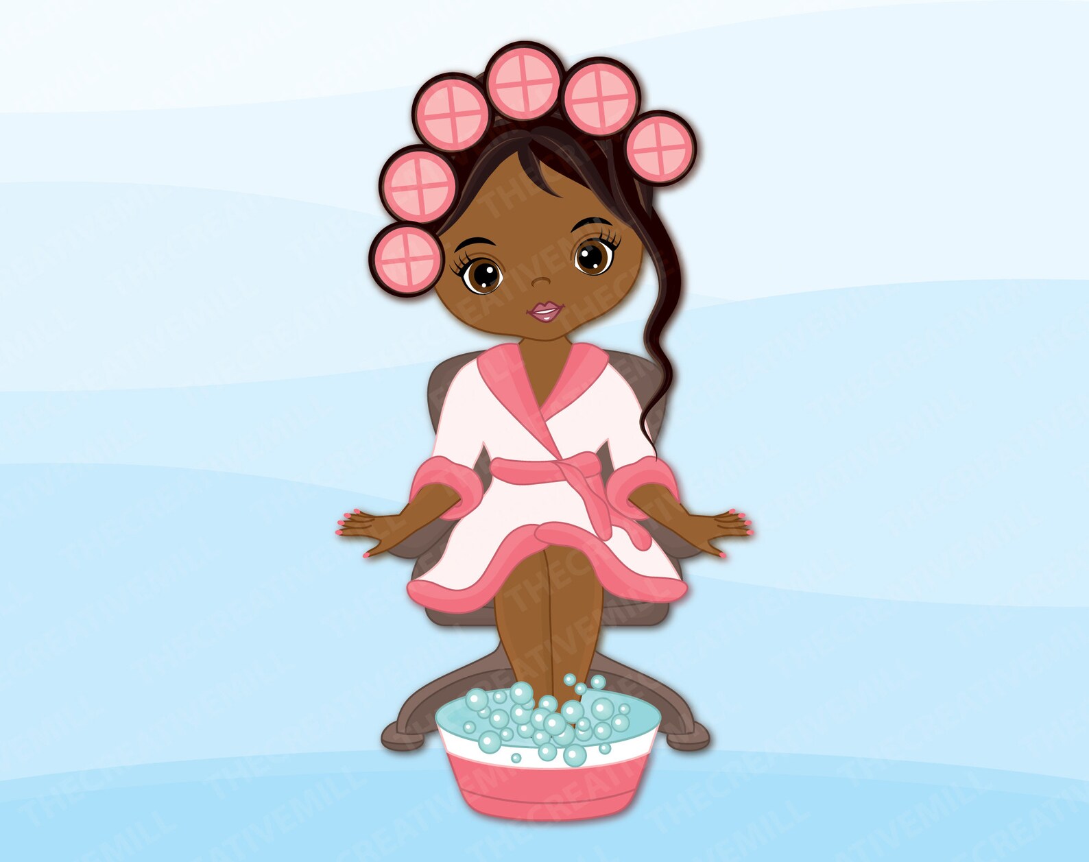 African American Spa Girls Clipart Vector Spa Girl Spa | Etsy