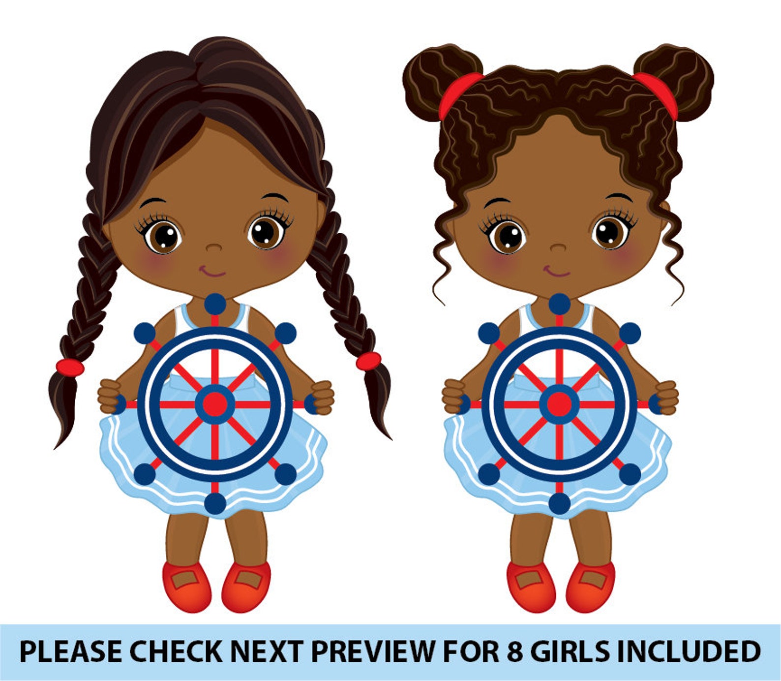 Nautical Clipart Vector Nautical Girls Clipart Nautical - Etsy