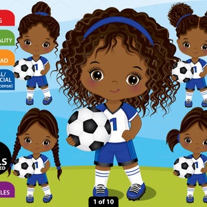 Soccer Black Girl Clipart, Vector Football, Cute Little Girl, Sport ...