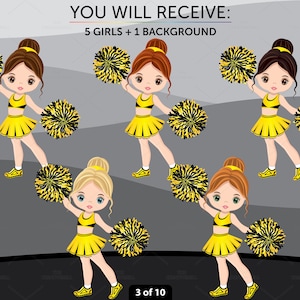 Yellow Cheerleader Clipart, Vector Pom, Sport, Gold Cheerleader PNG ...
