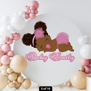 Black Baby Girl Clipart, Vector Newborn, Pink Baby, Baby Shower, Ruffle ...