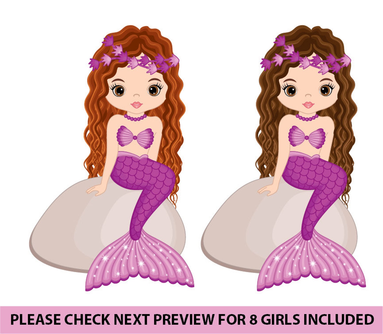 Mermaids Clipart Vector Mermaids Clipart Fish Girls | Etsy