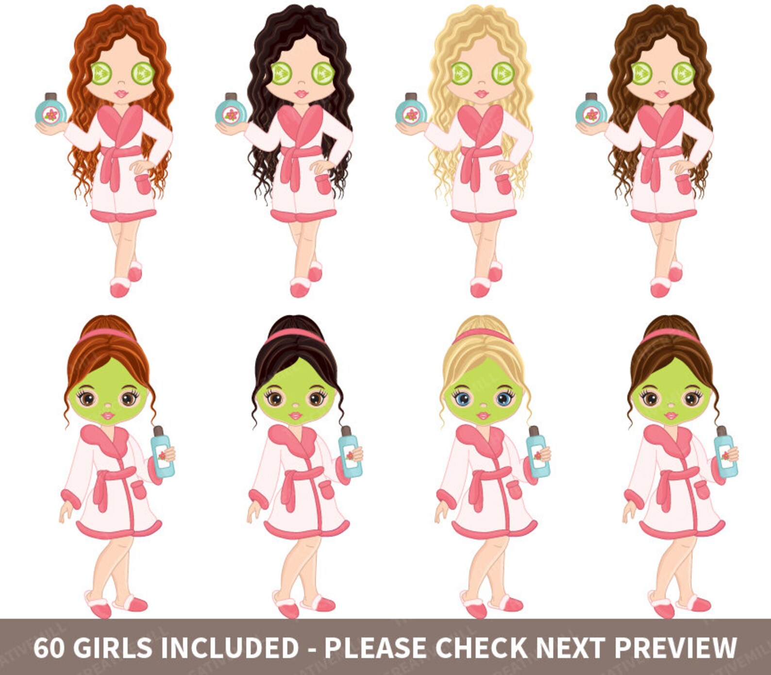 60 Spa Girls Clipart Vector Spa Girl Spa Party Clipart Spa | Etsy