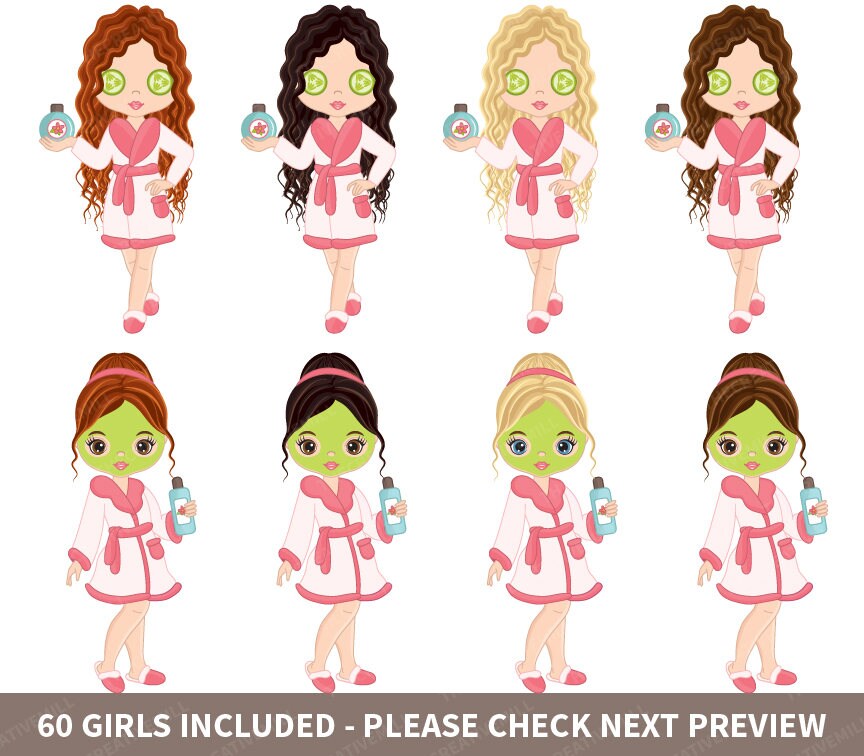 60 Spa Girls Clipart Vector Spa Girl Spa Party Clipart Spa | Etsy