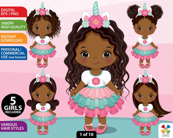 Unicorn Girl Clipart Vector Unicorn Clipart Cute Girl - Etsy