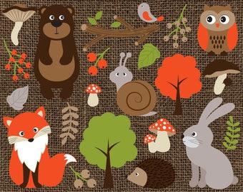 Fox clipart woodland animals clipart forest animals clipart