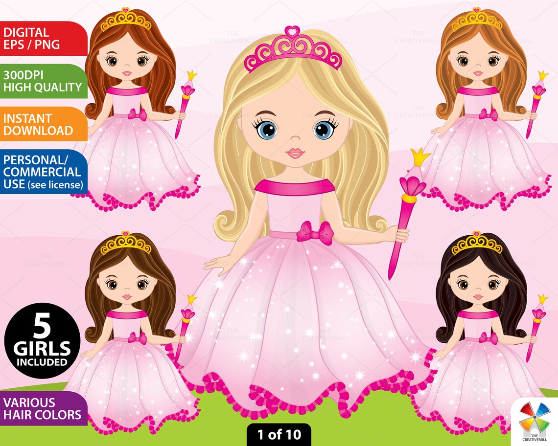 Princess Clipart Vector Princess Clipart Fairy Tale | Etsy
