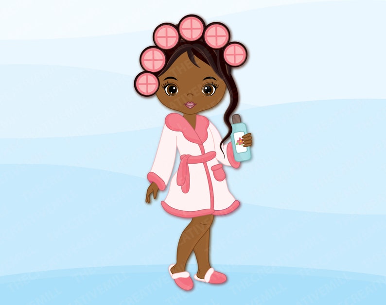 African American Spa Girls Clipart Vector Spa Girl Spa | Etsy
