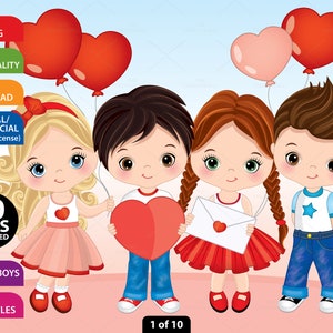 Valentines Day Kids Clipart - Vector Love Kids Clipart, Cute Kids ...