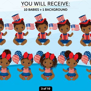 4th of July Baby Clipart - Vector Cute Black Baby Clipart, Independence ...