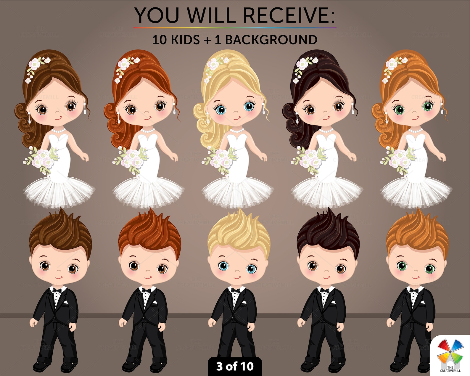 Kid Couple Clipart Vector Wedding Boy and Girl Love Bride - Etsy