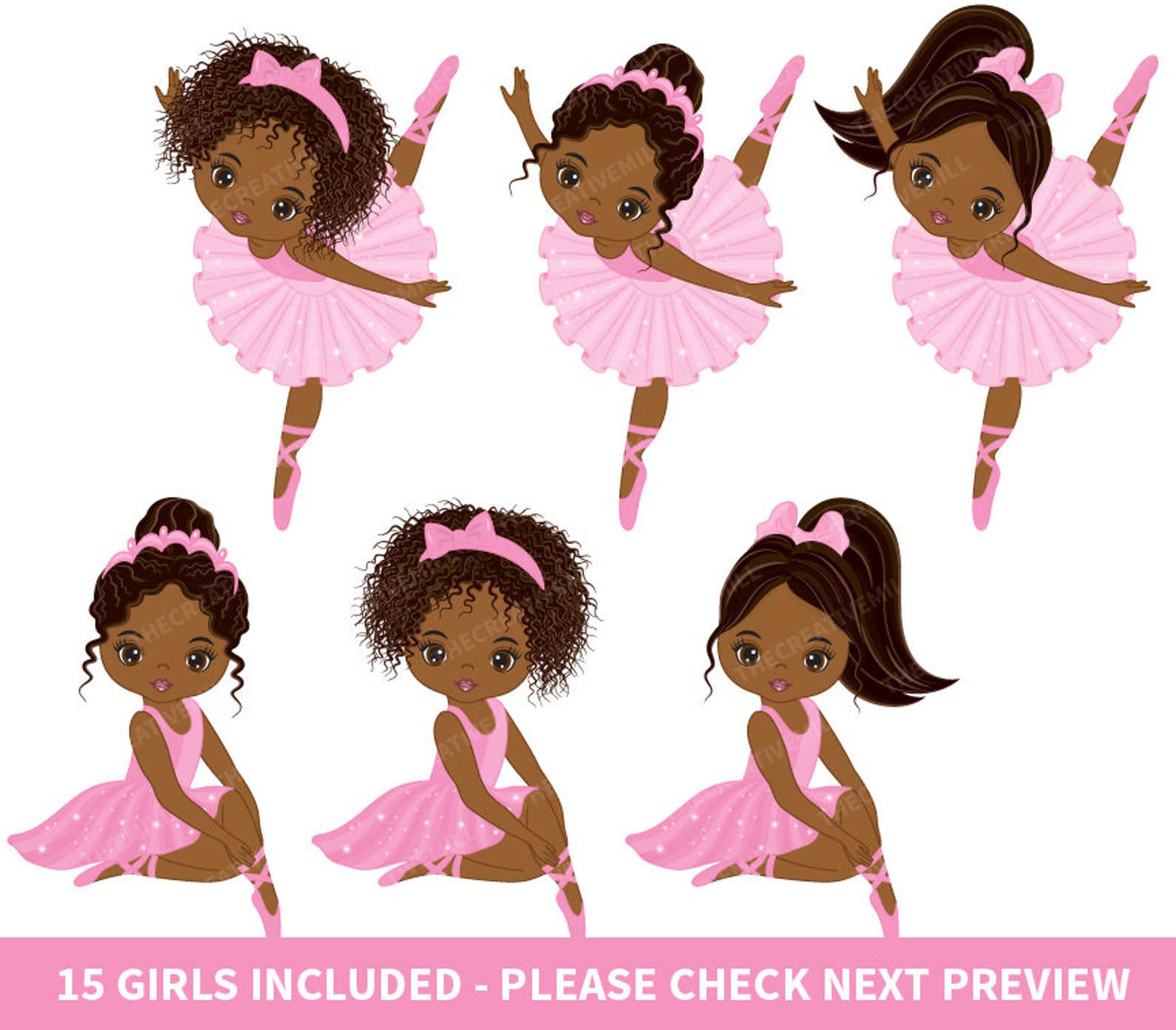 Ballerina Clipart Vector Ballerina Clipart African American | Etsy