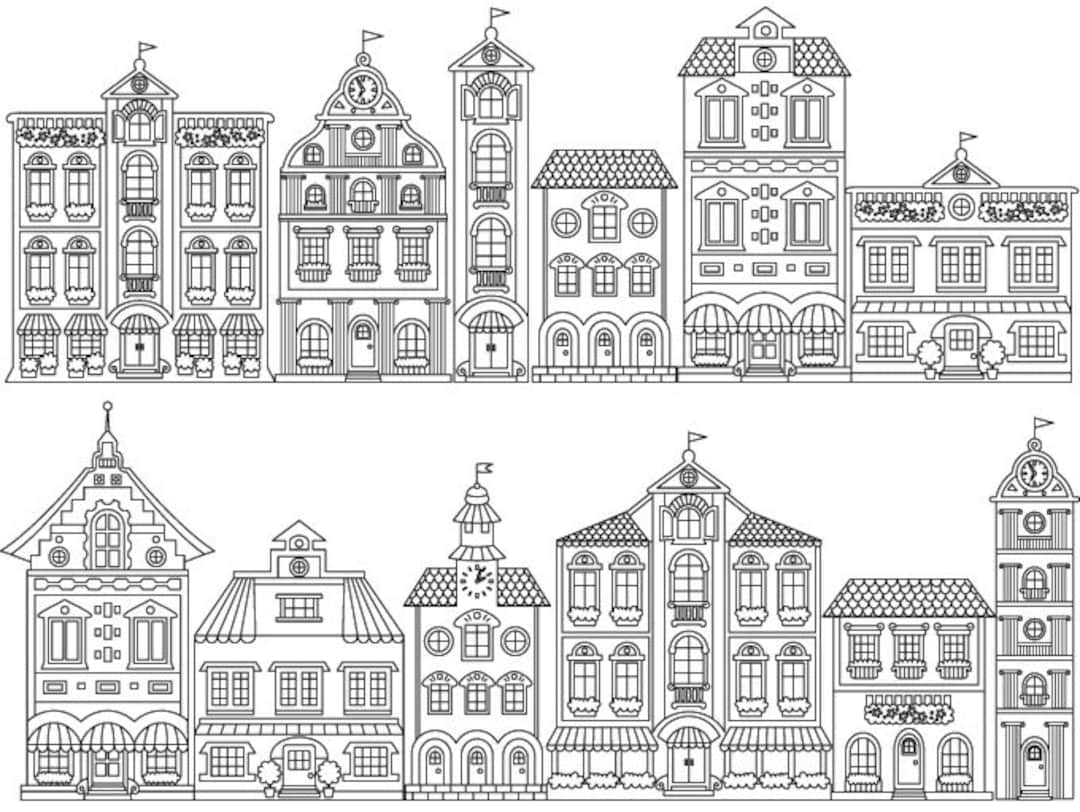 Houses Clipart Digital Vector Houses, Home, House, City, Town, Black ...