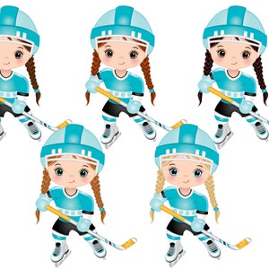 Hockey Girl Clipart, Vector Little Girl, Turquoise, Character, Sport ...