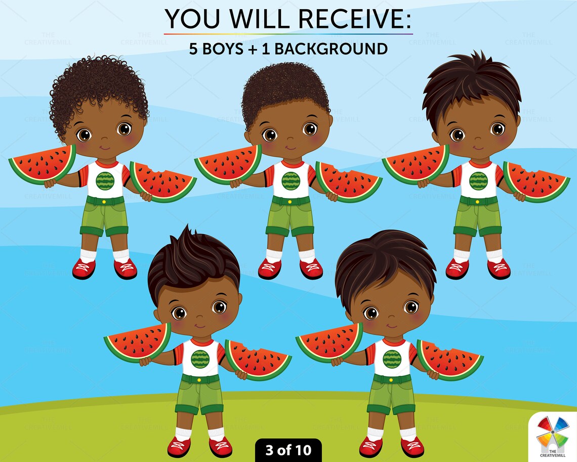 Boy Watermelon Clipart Vector Watermelon Clipart Boy - Etsy