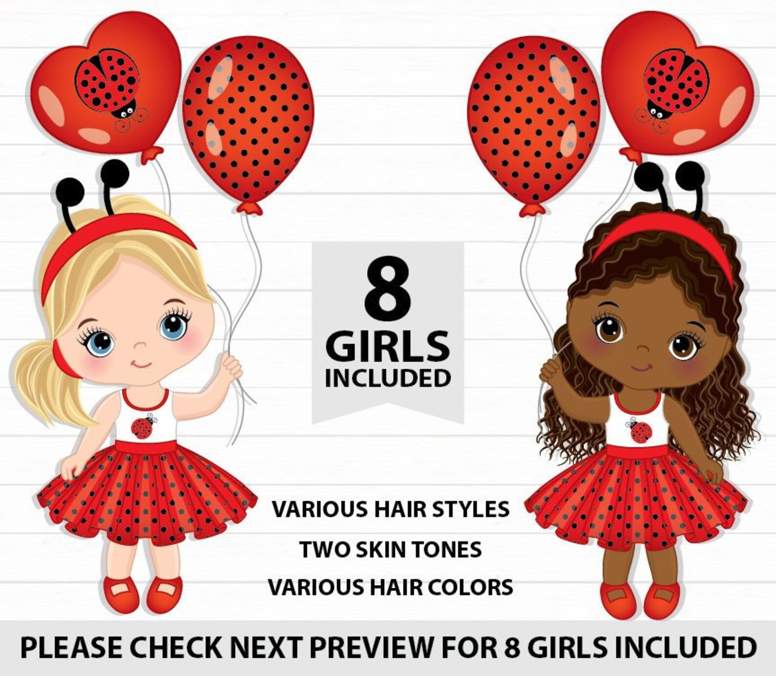 Ladybug Clipart Vector Ladybird Clipart Girl Clipart | Etsy