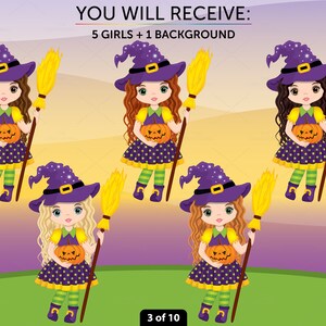 Witch Clipart, Vector Halloween, Cute Girl, Witch Costume Kid ...