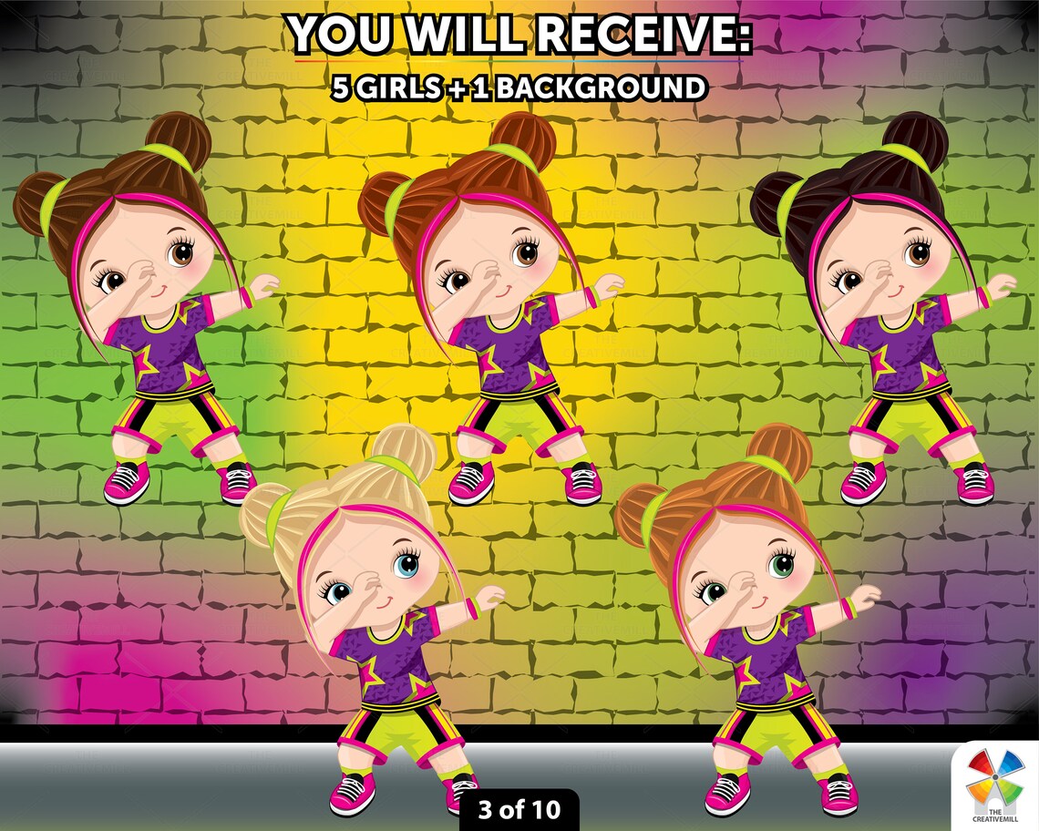 Dabbing Girl Clipart Vector Hip Hop Dancing Cute Girl Rap - Etsy