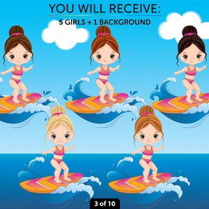 Surfing Girl Clipart, Vector Beach, Girl Surfer PNG, Summer Sport ...