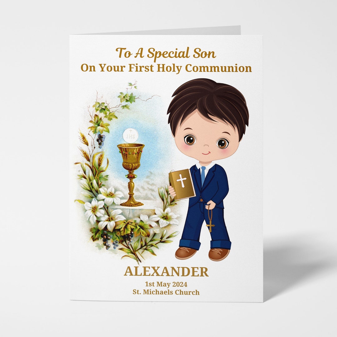 Personalized Holy Communion Card, Greeting Card for 1st Holy Communion ...