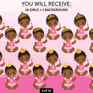 Black Baby Princess Clipart - Vector Baby Clipart, Girl Clipart, Queen ...