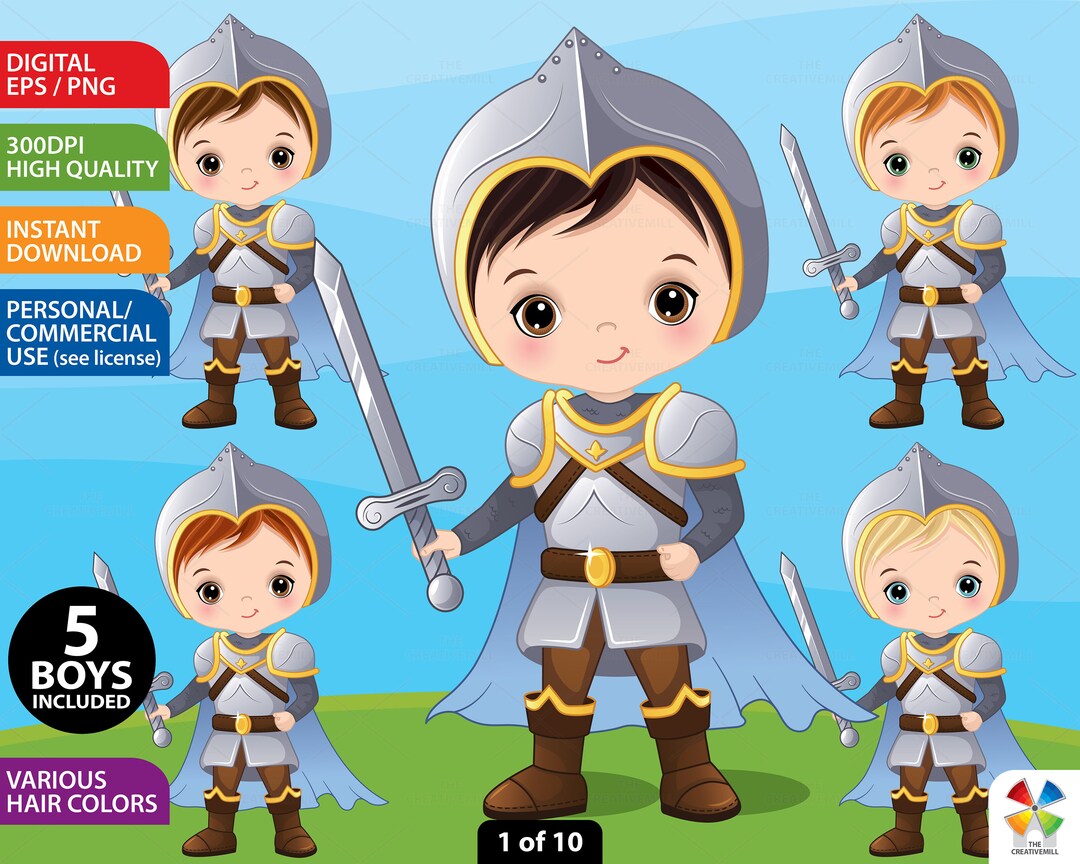 Knight Clipart, Vector Fairy Tale, Brave Prince, Character, Sublimation ...