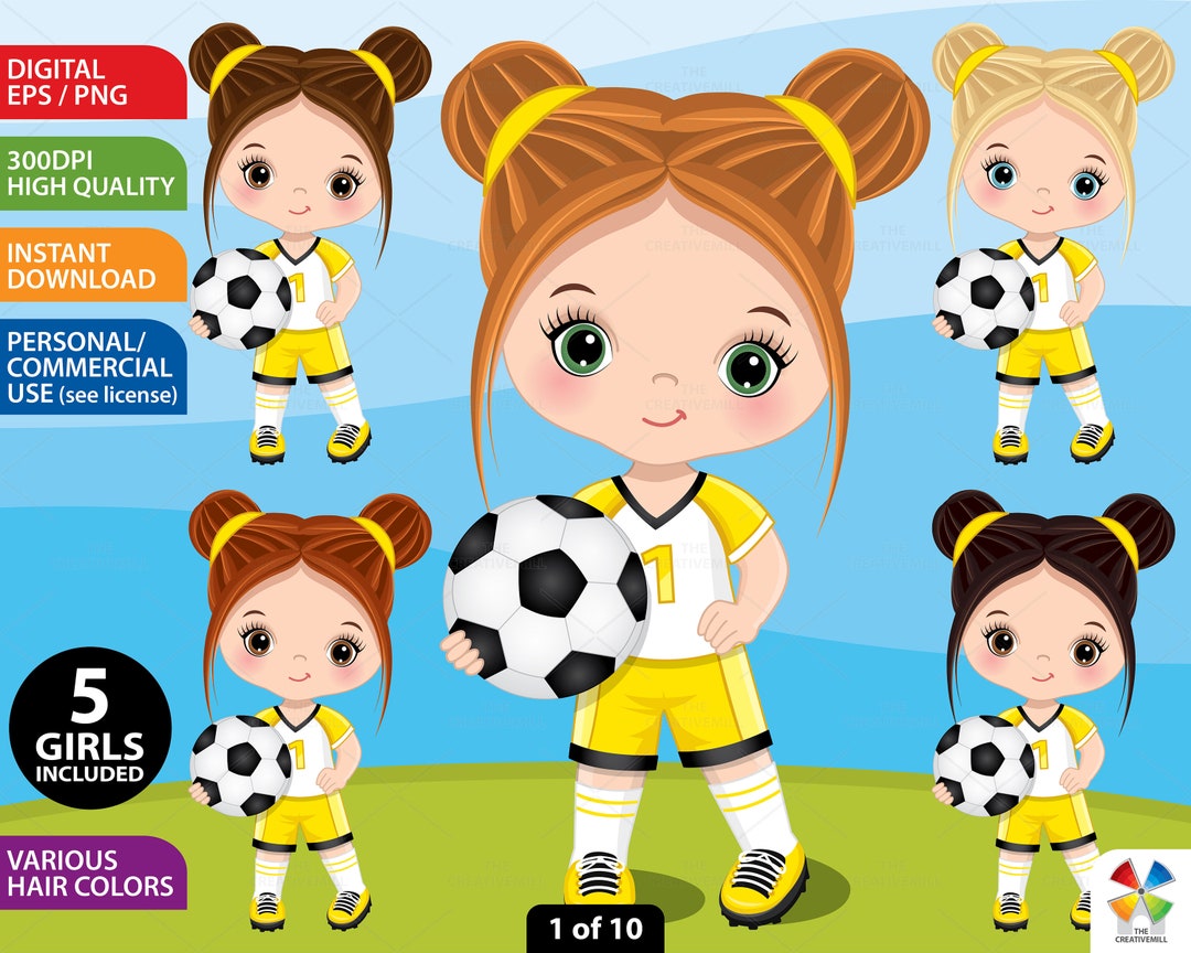 Soccer Girl Clipart, Vector Football, Cute Little Girl, Sport, Infant ...