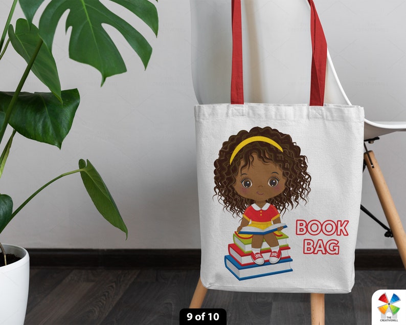 Afro Girl Reading Clipart Vector School Kid African - Etsy