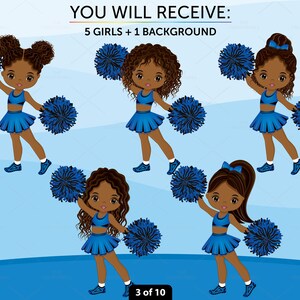 Afro Cheerleader Clipart, Vector Pom Pom, Sport Girl PNG, Royal Blue ...
