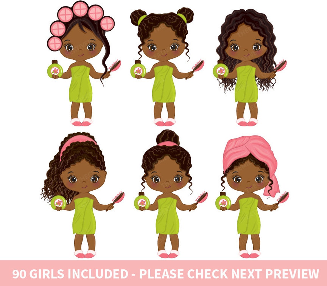 90 Little Spa Girls Clipart Vector Spa Spa Party Clipart | Etsy México