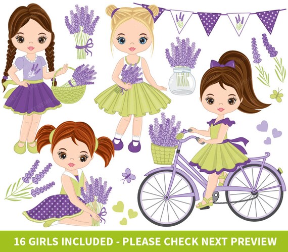 Lavender Clipart Vector Lavender Clipart Girls Clipart | Etsy