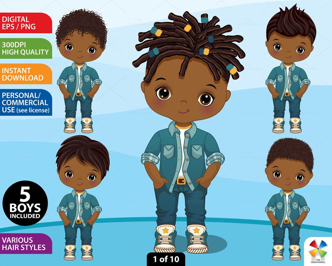 Cute Boy Clipart, Vector Little Boy, Denim, Character, Jeans, Child ...